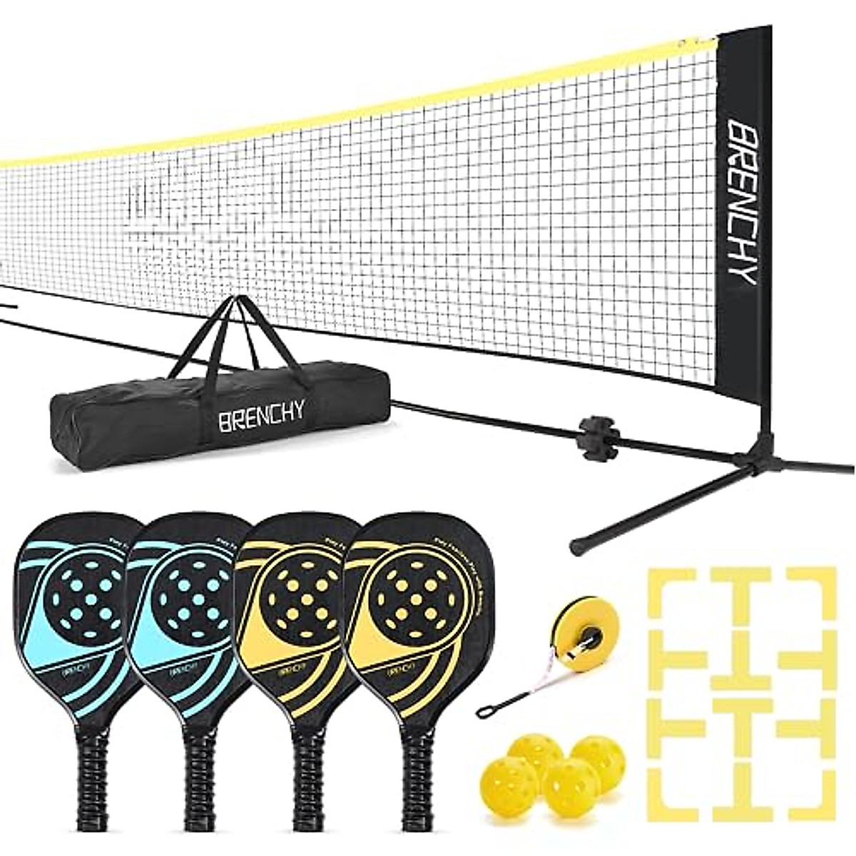 Wilson Pickleball Set - 4 Paddles, 17ft Net, 4 Balls, 1 Marker & Tape Measure