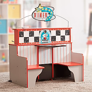 Melissa & Doug Double-Sided Wooden Star Diner Restaurant Play Space