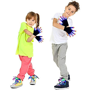 LED Gloves LED Lace Set, Glow Gloves Finger Lights, 3 Colors 6 Patterns Colorful Glitter Lighting Gloves ,Kids Toys Christmas Halloween Party Gifts, Gifts