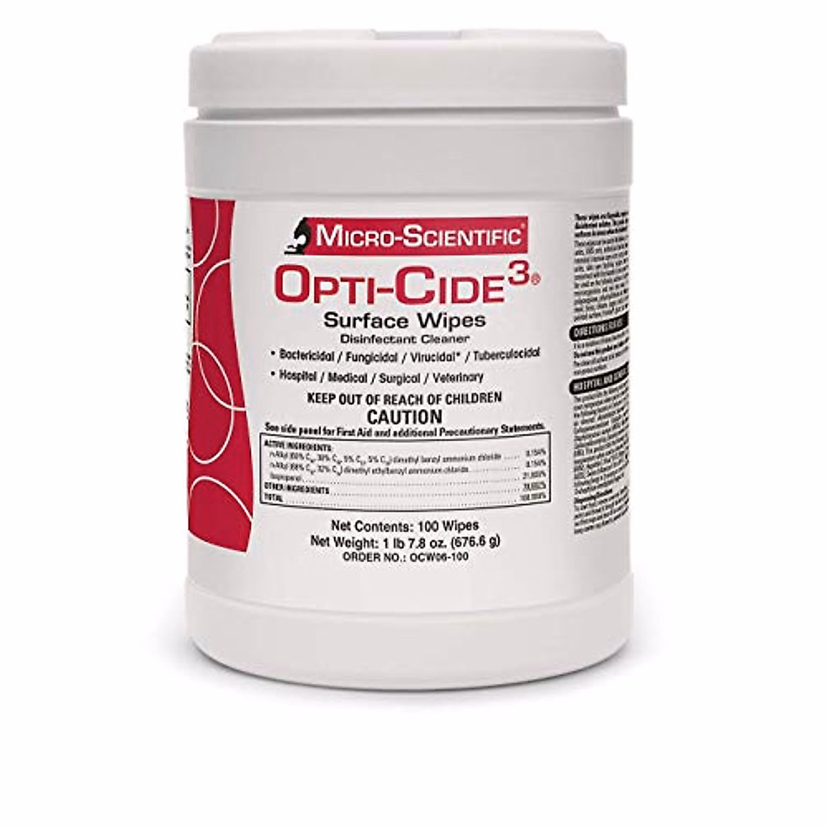 Micro-Scientific Opti-Cide3 Medical Disinfecting Wipes Healthcare Grade Disinfectant Cleaner Surface Wipes - OCW06-100