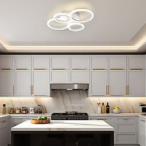 ZUYURT Modern LED Ceiling Light, White Flush Mount Ceiling Light, 4 Rings Close to Ceiling Lamp Lighting Fixture for Kitchen, Living Room, Bedroom, Laundry Room, 4000K