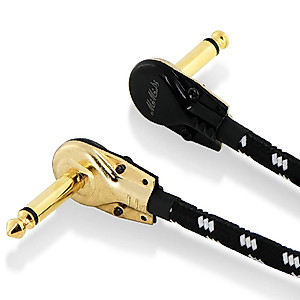 MIMIDI Guitar Patch Cables, 6 inch Tweed Flat Low Profile Pedal Cable 3-Pack, Low Noise 1/4 Inch Pancake Pedal Patch Cable for Instrument Effects and Pedal Boards (3 Pack Blackwhite)