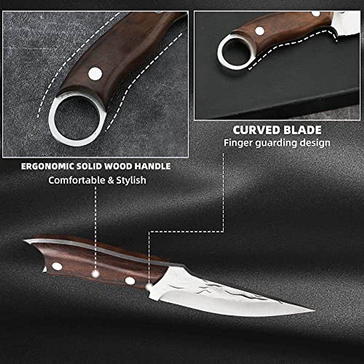 Veisky Hunting Knife High Carbon Steel Fixed Blade Survival Tactical Knife with Sheath and Non-Slip Ergonomic Handle for Outdoor Camping