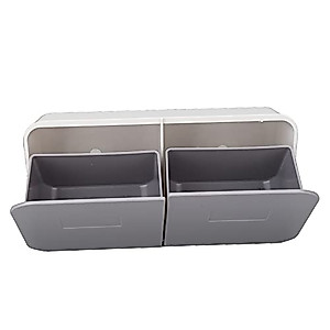 Wall Mounted Qtip Holder, 2 Grids Clamshell Dust Proof Cotton Swab Holder for Home Kitchen Bathroom Office