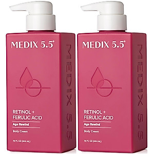 Medix 5.5 Retinol Body Lotion Firming Moisturizer | Crepey Skin Care Treatment | Retinol Body Cream | Anti Aging Retinol Cream For Women Targets Look Of Crepe Skin, Wrinkles, & Sagging Skin, 2-Pack