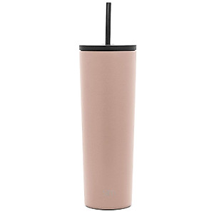 Simple Modern Insulated Tumbler with Lid and Straw | Iced Coffee Cup Reusable Stainless Steel Water Bottle Travel Mug | Gifts for Women Men Her Him | Classic Collection | 28oz | Rose Gold