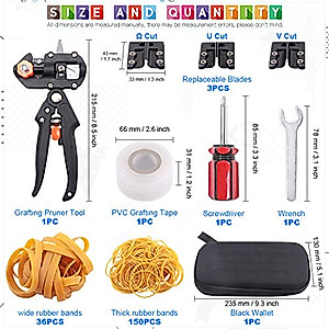 Glarks Professional Garden Fruit Tree Plant Pruning Shears Grafting Cutting Tool Kit with Grafting Tape Rubber Bands