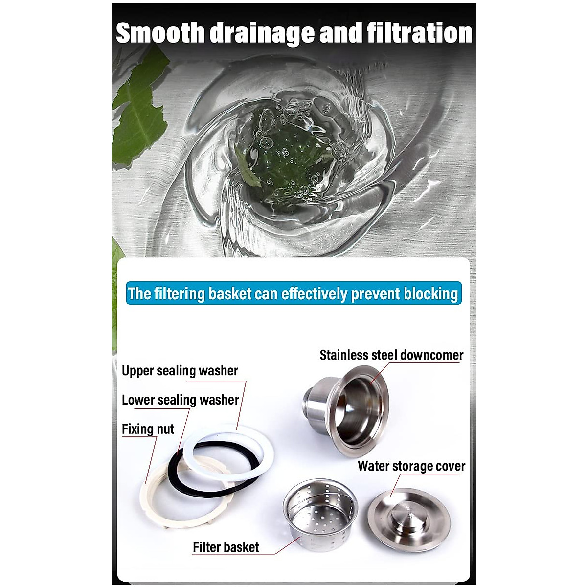 WAHHWF Freestanding Kitchen Sink for Home, Simple Stainless Steel Utility Sink with Stand for Garage, Restaurant, Kitchen, Laundry, Outdoor Sink