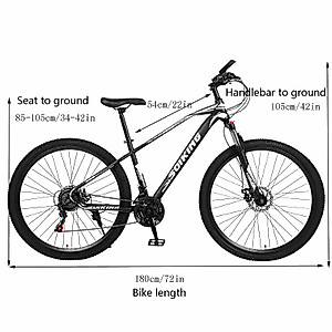 29'' Mountain Bike, 21 Speed Adult Hybrid MTB Racing Bikes for Women Men, Comfort Complete Cruiser Bicycle, Lightweight City Commuter Road Cycling, Outdoor Snow Beach Bike, Double Disc Brake (E)