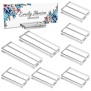 SHEHARUHI 8 PCS Acrylic Stands Clear Place Card Holders, Clear Place Acrylic Stands for Table Numbers Wedding Photos Office Menu Meeting Display (2 Size)