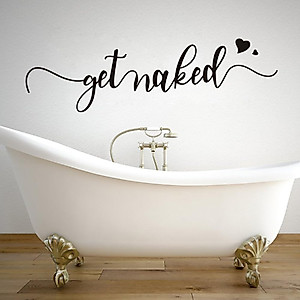 Get Naked Bathroom Decals,Funny Wall Sticker Decor,Letter Print Minimalism Wall Art 28×7In