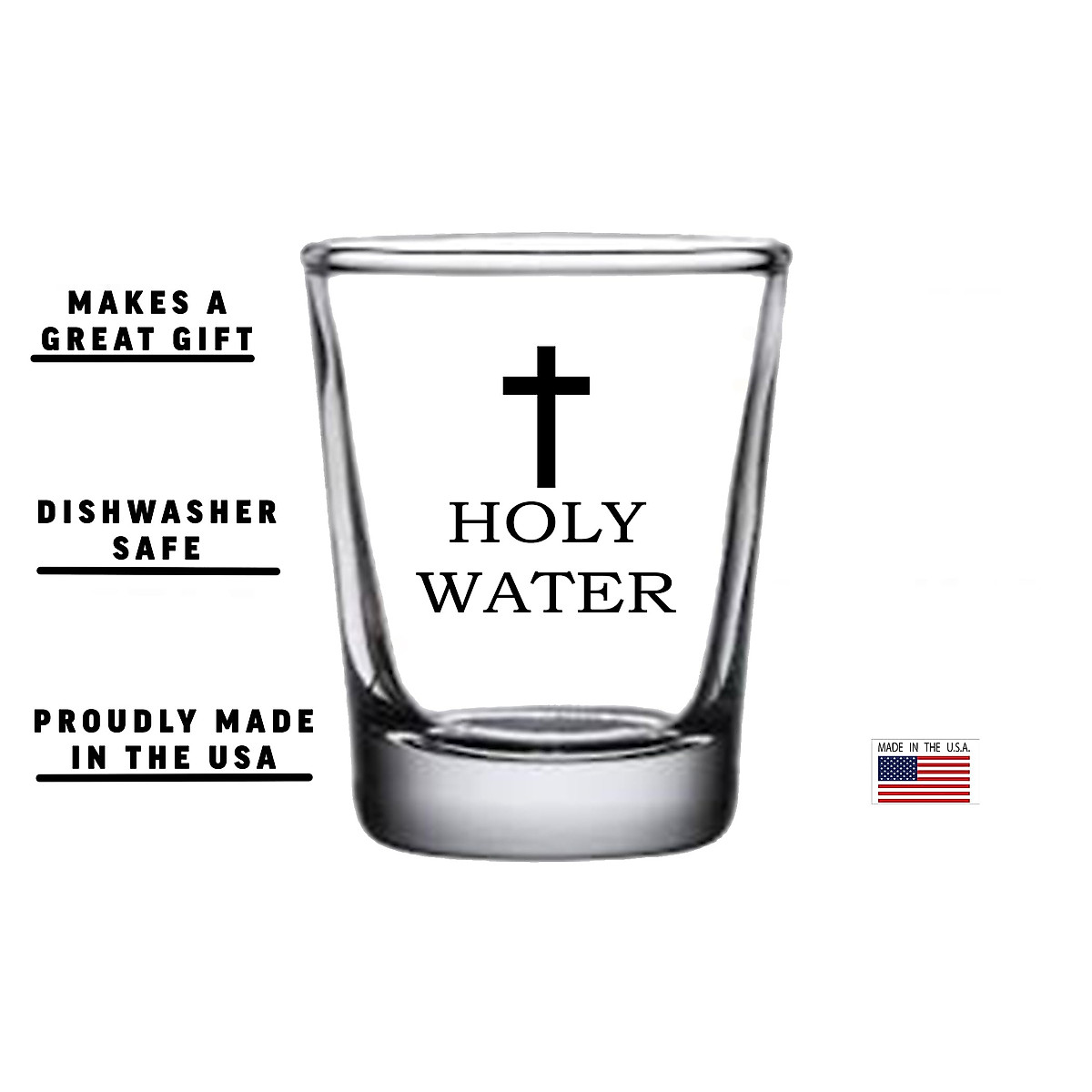 Rogue River Tactical Sarcastic Funny Holy Water Shot Glass, Gift Idea for Friend, Coworker or Boss, 1.5 Ounce