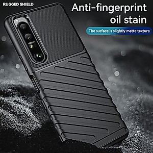 DFTCVBN Phone Case for Xperia 1 III Case, Sony 1 III XQBC62/V Case with Screen Protector, Military Grade Shockproof Rugged Shield Anti-Scratch Soft TPU Back Cover Cases for Sony Xperia 1 III Black
