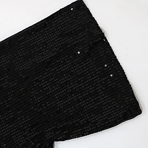 Fuiuwhs Its My Birthday Dress for Women Birthday Sequin Shirt Dress Crew Neck Glitter Top Dress Sexy Party Club Skirt Black XL