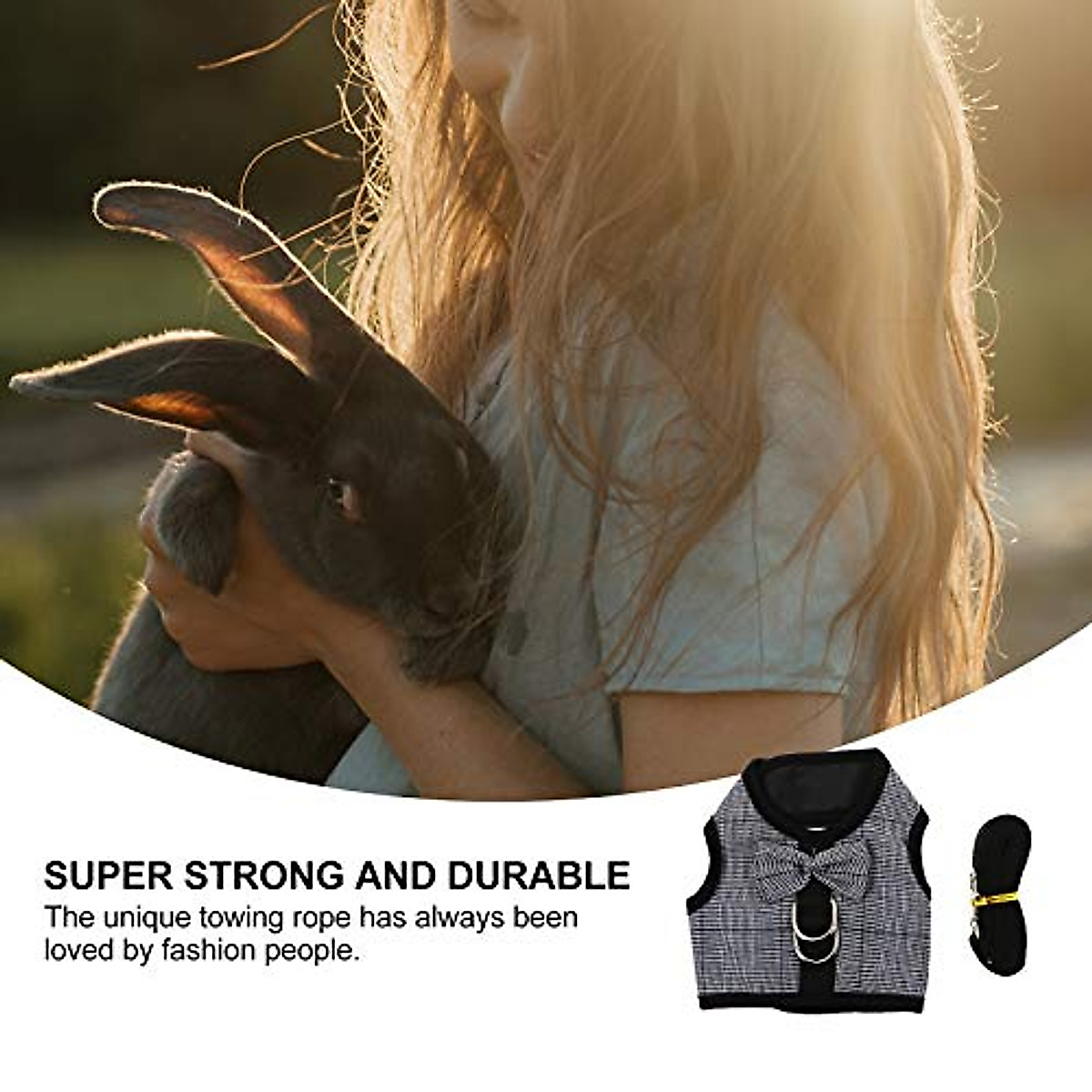 Cat Harness, Rabbit Harness with Leash Soft Mesh Vest Harness Clothes for Rabbit Ferret Bunny Kitten Guinea Pig Walking (S, Black)