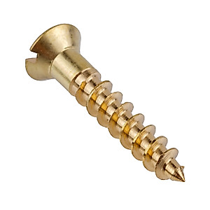 #8 x 1 Solid Brass Flat Countersunk Head Slot Drive Wood Screws | Pack of 100 | Self Tapping Screws for Wood Antique or Modern Furniture | SC-B81FC (100)