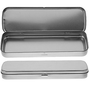 Metal Container with Lid 2pcs Boxes Metal Pencil Case Pen Case with Cover Storage Pen Case UV Pen Case Tinplate Tin Box Metal Silver Metal Container