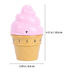 LUOZZY 2Pcs Cartoon Timer Plastic Mechanical Timer 60 Minutes Ice Cream Timer Countdown Clock Supply - Pink + White