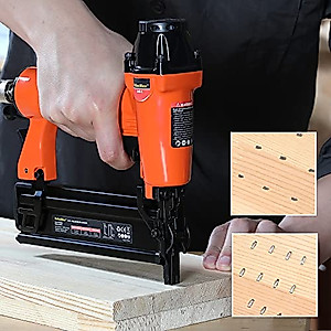 ValueMax 18 Gauge Pneumatic Brad Nailer, 2-in-1 Nail Gun Staple Gun with 1-5/8 inch Staples, 2-5/8 inch Brad Nails, Carrying Case and Safety Glasses, Ideal for Upholstery and Home Improvement