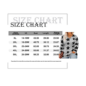 CARCOS Womens Plus Size Tops Grey Pullover Sweatshirts Long Sleeve Shirts V Neck Star Print Tunics Casual Blouses 5XL 26W 28W