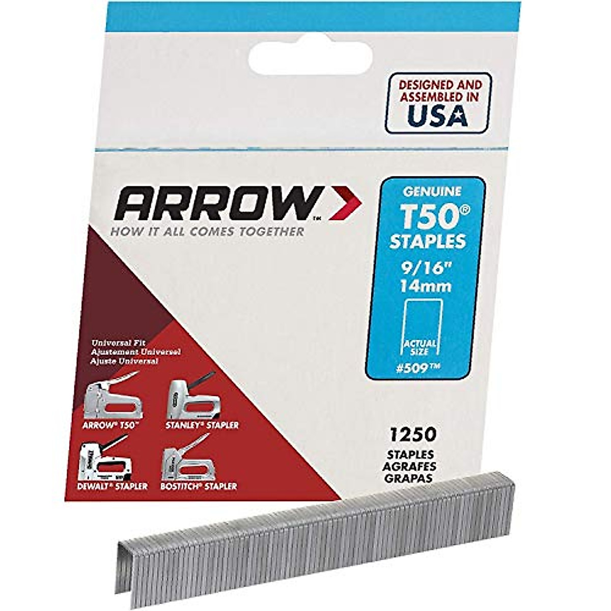 Arrow Fastener 509 Genuine T50 9/16-Inch Staples, 1,250-Pack-1