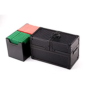 Black Double Metal Deck Box Dice Box for Deck Protector storage Trading Cards TCG Ultra Pro Sleeve MTG Magic FaB YGO Yugioh EDH Commander PTCG TCG