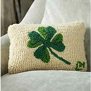 Chandler 4 Corners Artist-Designed Shamrock Hand-Hooked Wool Decorative Throw Pillow (8” x 12”)