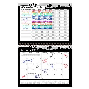 2025 Monthly Desktop/Wall Calendar/Planner - Habit Tracker - Daily, Weekly & Monthly Goal Motivational Habit Tracking Journal Inspirational - (Edition #015)