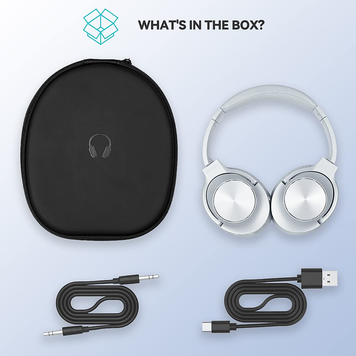 Siindoo Active Noise Cancelling Headphones, Wireless Over Ear Bluetooth Headphones with Microphone, HiFi Audio,40H Playtime, Deep Bass for PC TV, for Home, Work, Travel