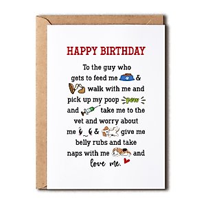 Dog Dad Birthday Card - Funny Birthday Card - Funny Dog Dad Gifts For Men - Dad Birthday Gifts From Daughter - Cute Birthday Card For Father
