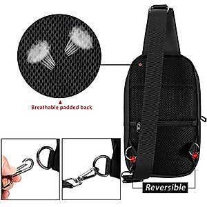 E-Tree Sling Bag Hiking Casual Travel Daypack Crossbody Shoulder Backpack Multi-pocket Chest Bag Small Size PU Leather for Men Women Child Teenager (Black)