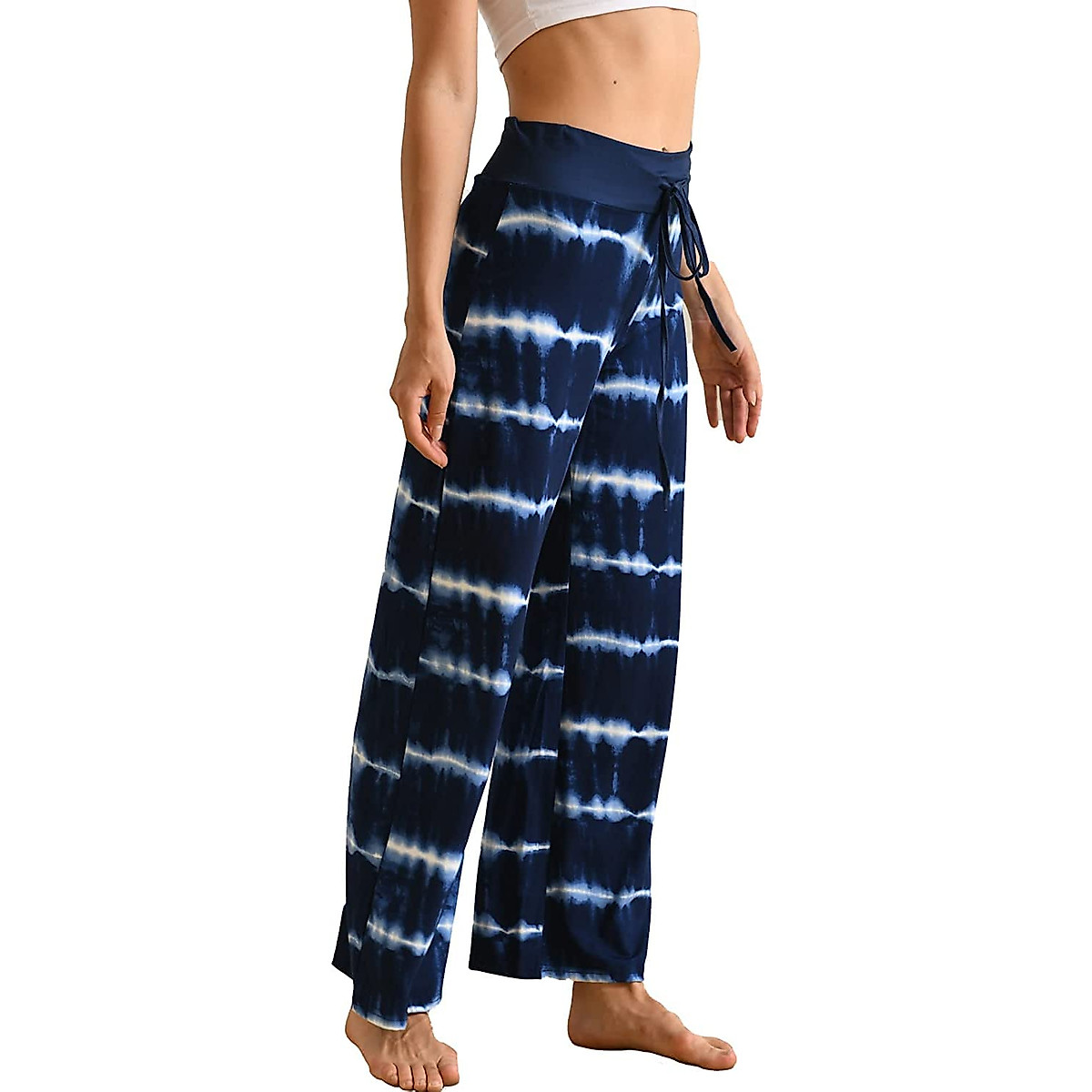 iniber Women's Comfy Pajama Pants Casual Lounge Pant Wide Leg Palazzo Stretch Drawstring Bottoms