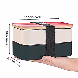 Pink Gradient Style Adult Lunch Box, Bento Box, With Cutlery Set Of 3, 2 Compartments, Rectangular, Lunch Box For Adults