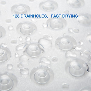 AmazerBath Shower Mat Non Slip, Medium Size 27.6 x 15 Inches Bath Mat for Tub with Suction Cups and Drain Holes, Bathtub Mat Bathroom Tub Mat Machine Washable (Clear)