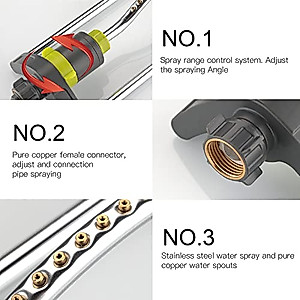 HH Together Metal Oscillating Garden Sprinkler 17 Clog-Resistant Brass Nozzles and Rust-Proof Aluminum Base, Large Area Watering Coverage, Great for Lawn, Front or Back Yard Sprinkling