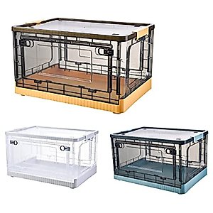 Foldable plastic storage box - 56 Liter (Large - 3 set combo (Yellow, Green, White), Transparent)