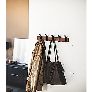 YAMAZAKI Wood home Rin Wall-Mounted Coat Hanger Brown