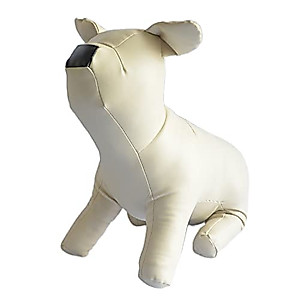 Dog Mannequins, PU Leather Standing Dog Model Flexible Stretch Dog Mannequins to Display Dog Apparel Pet Clothes, Dog Shop Supplies Bulldog Style Beige
