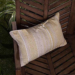 Foreside Home & Garden Yellow & Gray 14X22 Hand Woven Filled Outdoor Pillow