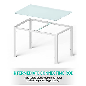 Gizoon Glass Dining Table Sets for 6, 7 Piece Kitchen Table and Chairs Set for 6 Person, PU Leather Modern Dining Room Sets for Home, Kitchen, Living Room