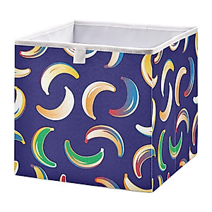Bananas Storage Baskets for Shelves Foldable Collapsible Storage Box Bins with Waterproof Fabric Closet Organizers for Pantry Clothes Storage Toys, Books, Home, Office,11 x 11inch