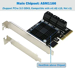 PCIe SATA Card [6 Ports], RIITOP PCIe x4 to 6 Port SATA 3.0 6Gbps Expansion Controller Adapter