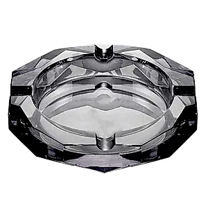 Crystal Glass Ashtray, Octagon Ash tray Cigar Cigarettes Ashtray Holder Office Home Desktop Tabletop Decoration,Crystal Black