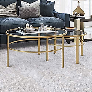 Henn&Hart Round Nested Coffee Table in Brass, Coffee Table coffee tables for living room, studio apartment essentials
