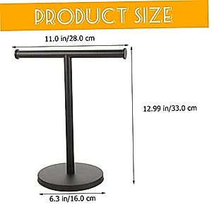 Garneck Vertical Towel Rack Vertical Paper Towel Holder Kitchen Towel Rack Hand Towel Stand Towel Bar Rack Stand Necklace Organizer Stand Bathroom Towel Rack Stainless Steel Black