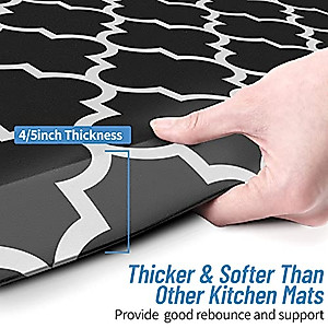 4/5 Inch Thick Kitchen Rugs, Kitchen Mat, Anti Fatigue Floor Mat, Waterproof Mats & Rugs, Heavy Duty PVC Ergonomic Comfort Standing Foam for Kitchen, Home, Office, Sink, Garage (24" x 17.3", Black)