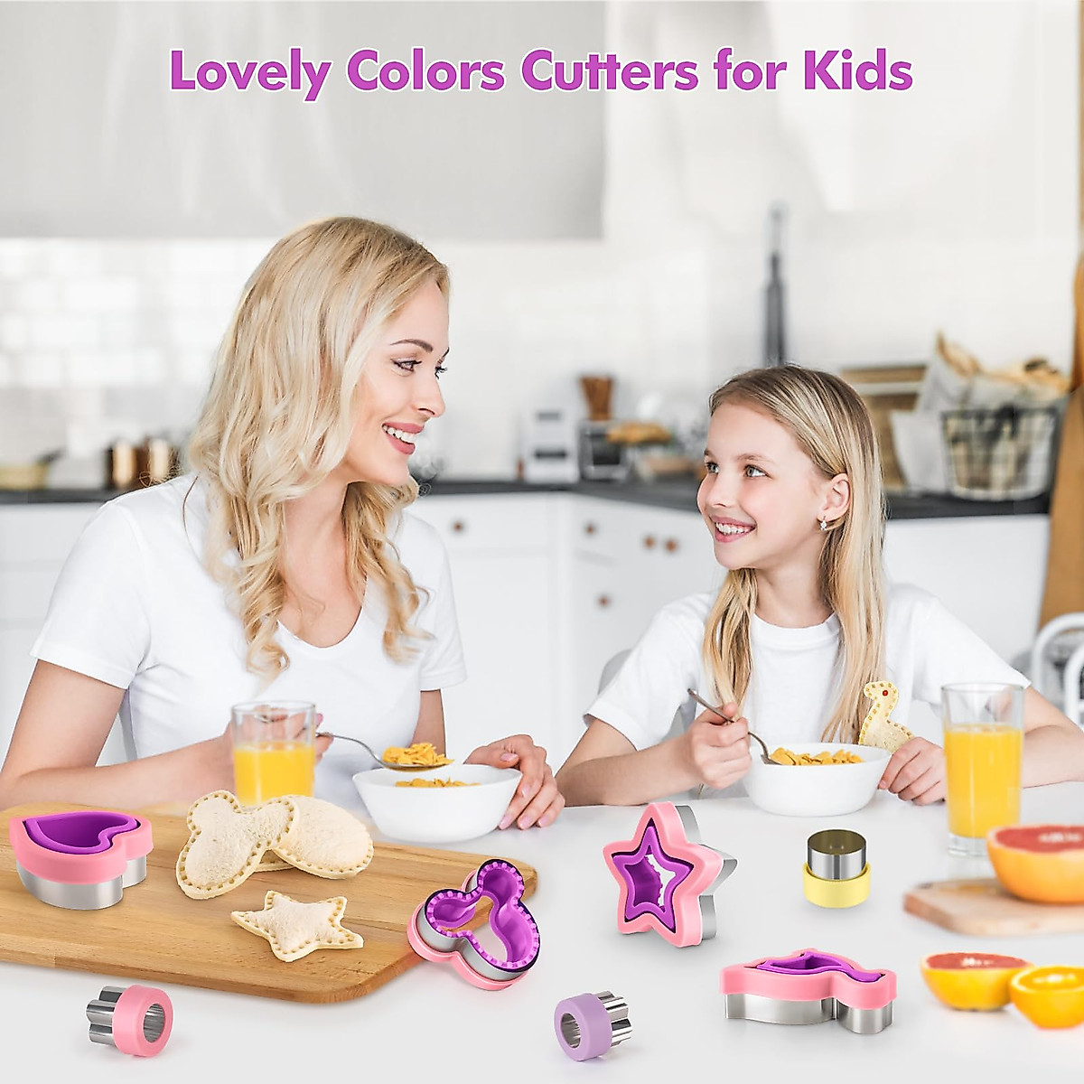 NPET Sandwich Cutter and Sealer 10 Pcs, Decruster Sandwich Maker for Uncrustables Peanut Butter and Jelly Sandwich Cutter for Kids Lunch DIY Uncrustable Maker Cookie Cutter Set Boy Girl