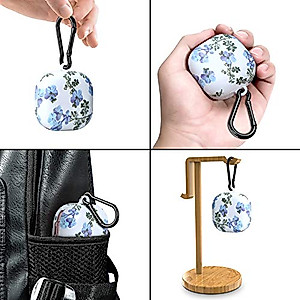 PC Plastic Hard Shell Case Cover for Galaxy Buds Live 2020/Galaxy Buds Pro 2021with Carabiner Anti-Lost & Shockproof Skin Accessories Compatible 2021 Latest Samsung Galaxy Buds 2 (Petal-Blue)