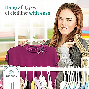 Sharpty Plastic Hangers Clothes Hangers for Clothing, Closet, Coats & Shirts - Durable, Thick, Tough & Space Saving - for Everyday Standard Use, Room Essentials & Basics - 60 Pack - Color
