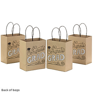 Hallmark 7" Small Graduation Gift Bags (Pack of 4: Congrats Grad) for High School, College, 8th Grade, Kindergarten, Nursing School Graduates